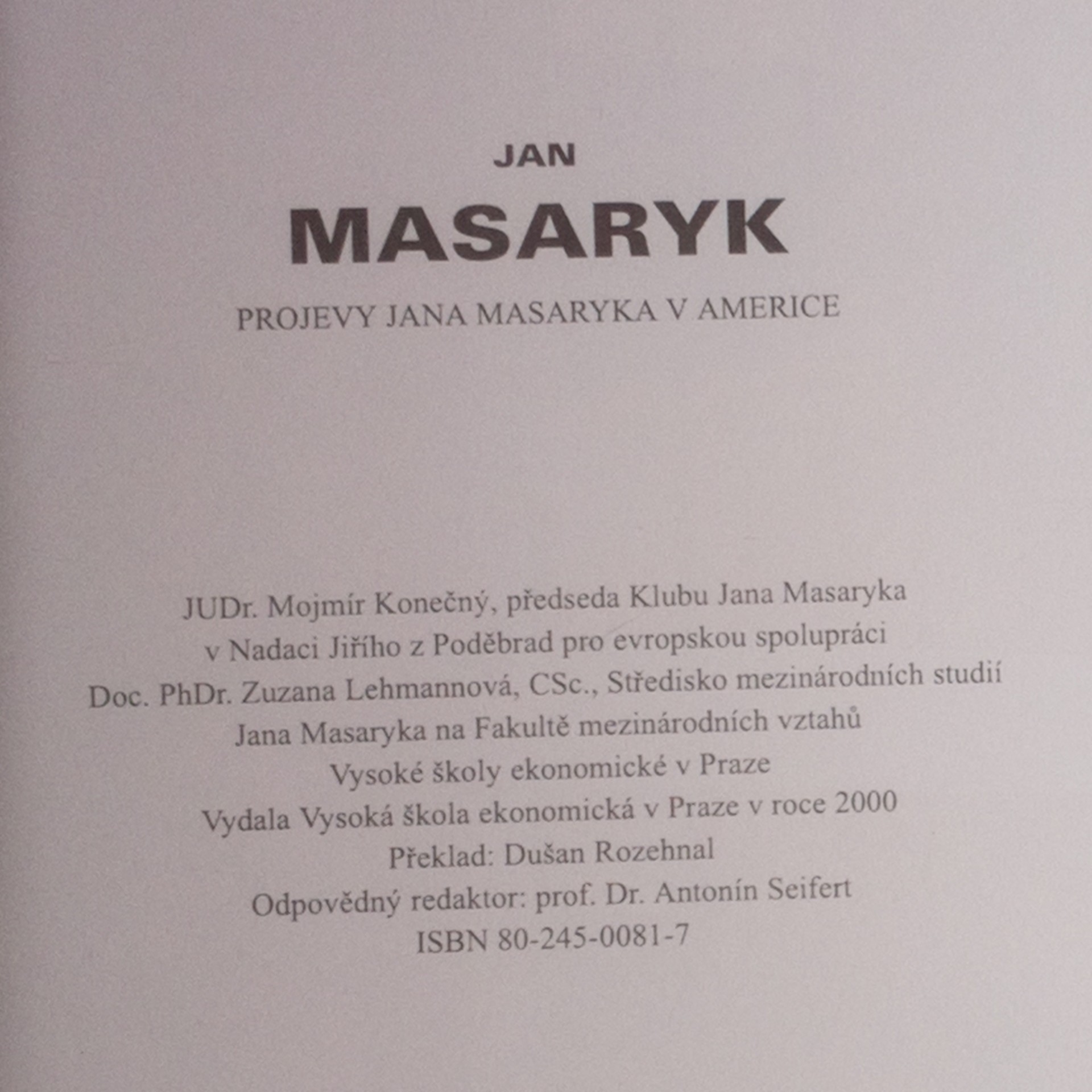 Jan Masaryk. Projevy Jana Masaryka v Americe - Masaryk, Jan - knihobot.cz